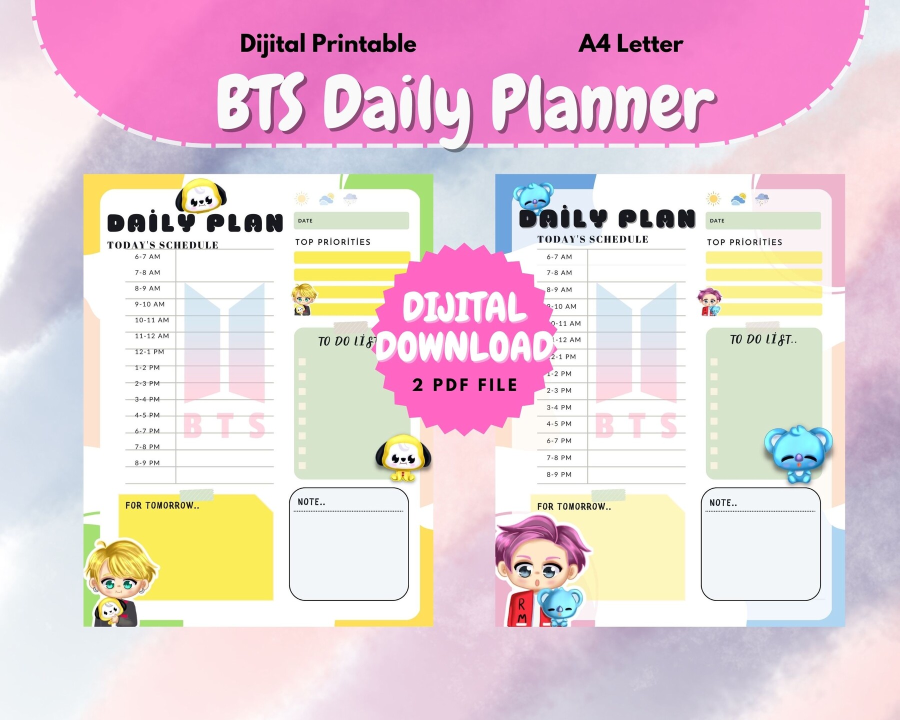 ArtStation - BTS Jimin and RM | Bt21 Digital Planner | Goodnotes ...