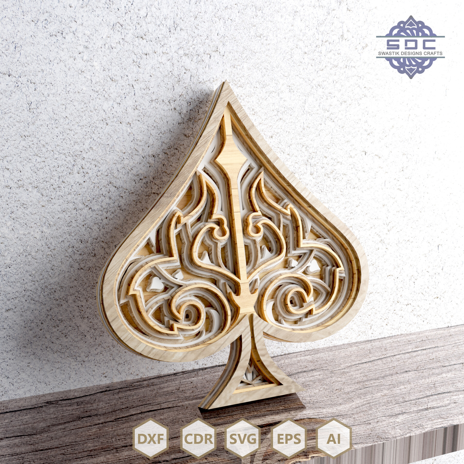 ArtStation - MULTILAYER ACE Of SPADE dxf files Wallart For Lasercutting ...