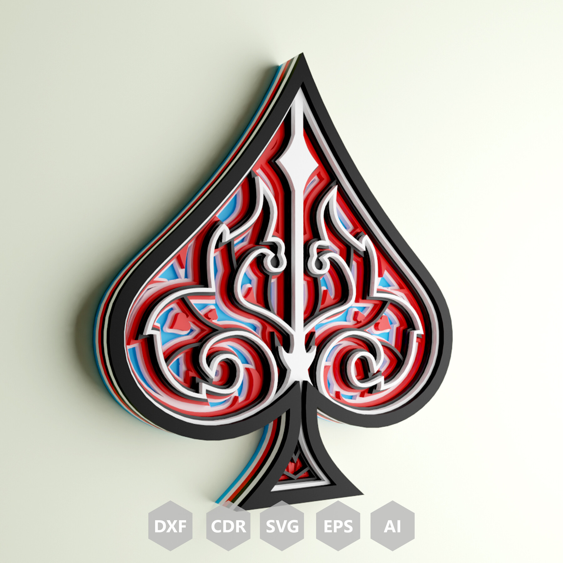 ArtStation - MULTILAYER ACE Of SPADE dxf files Wallart For Lasercutting ...