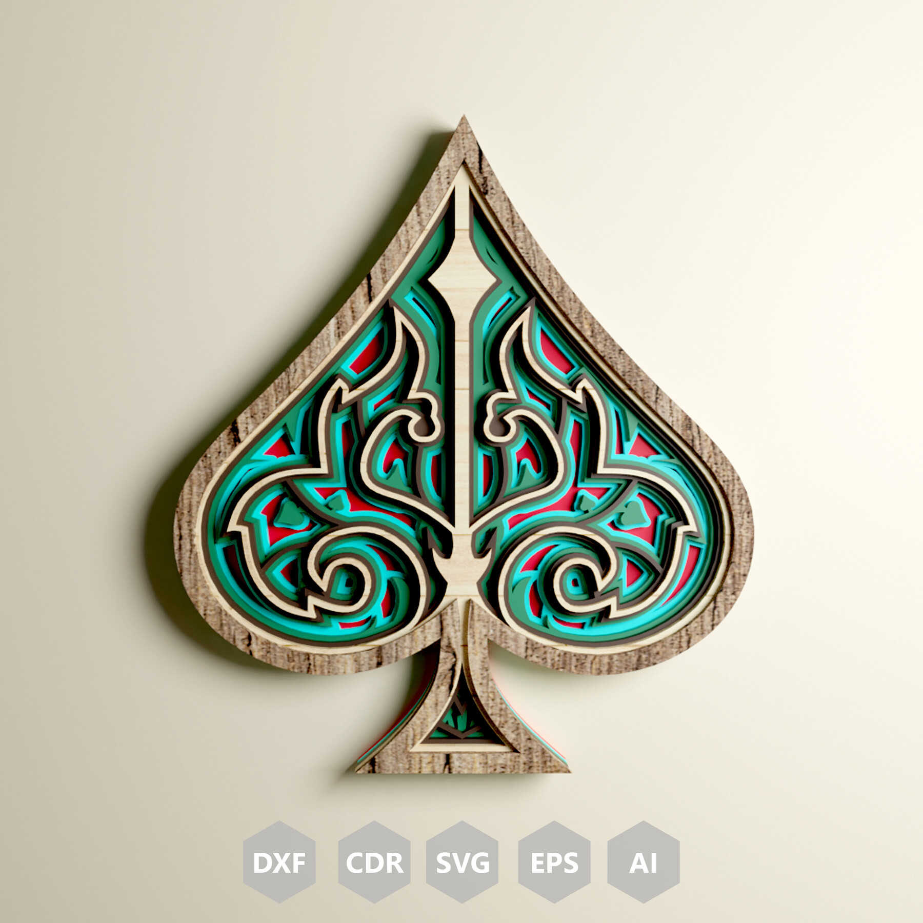 ArtStation - MULTILAYER ACE Of SPADE dxf files Wallart For Lasercutting ...