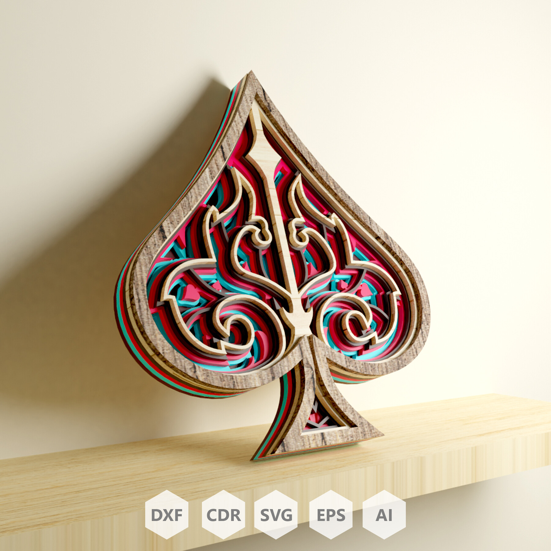 ArtStation - MULTILAYER ACE Of SPADE dxf files Wallart For Lasercutting ...