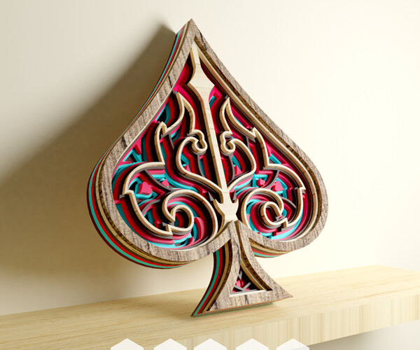 ArtStation - MULTILAYER ACE Of SPADE dxf files Wallart For Lasercutting ...