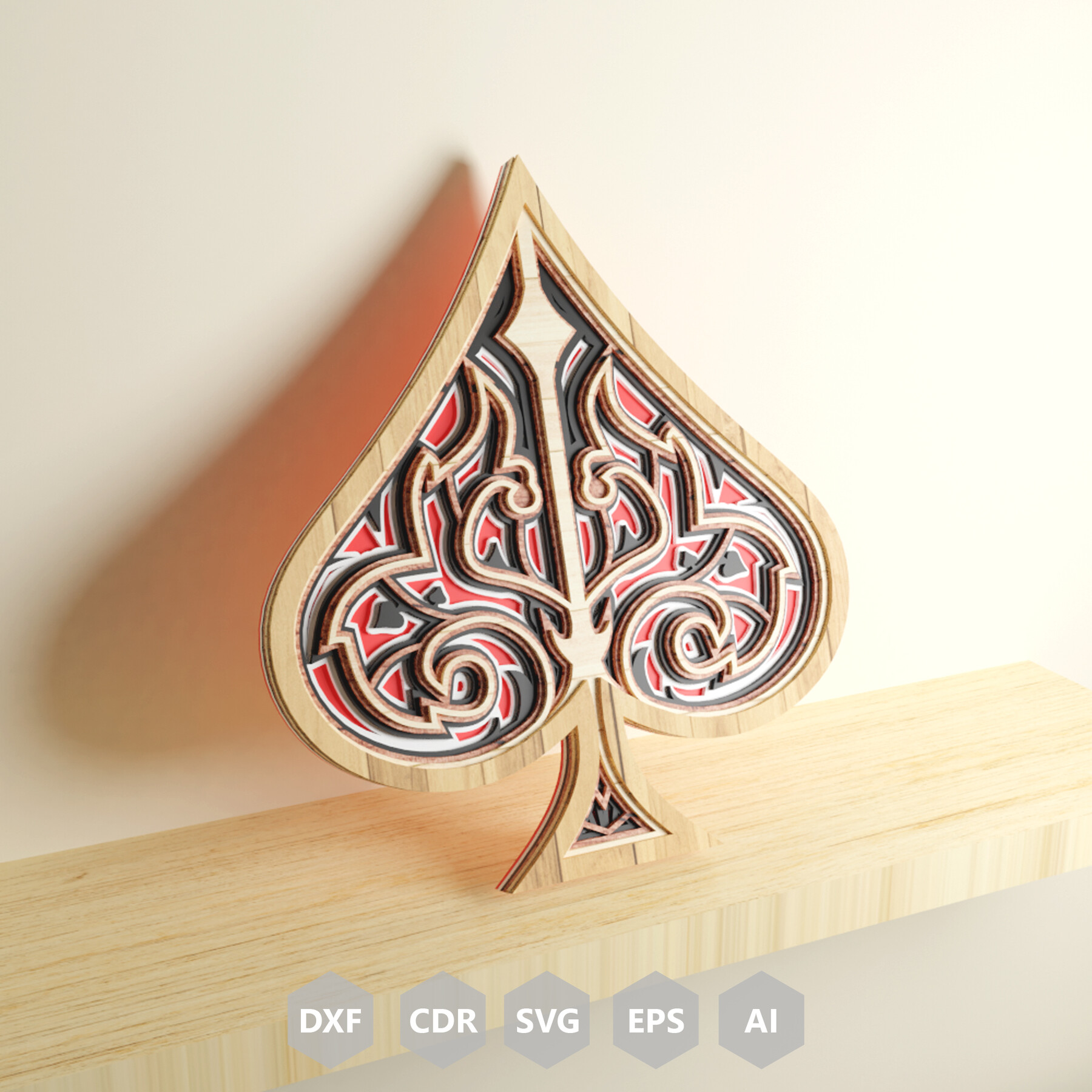 ArtStation - MULTILAYER ACE Of SPADE dxf files Wallart For Lasercutting ...