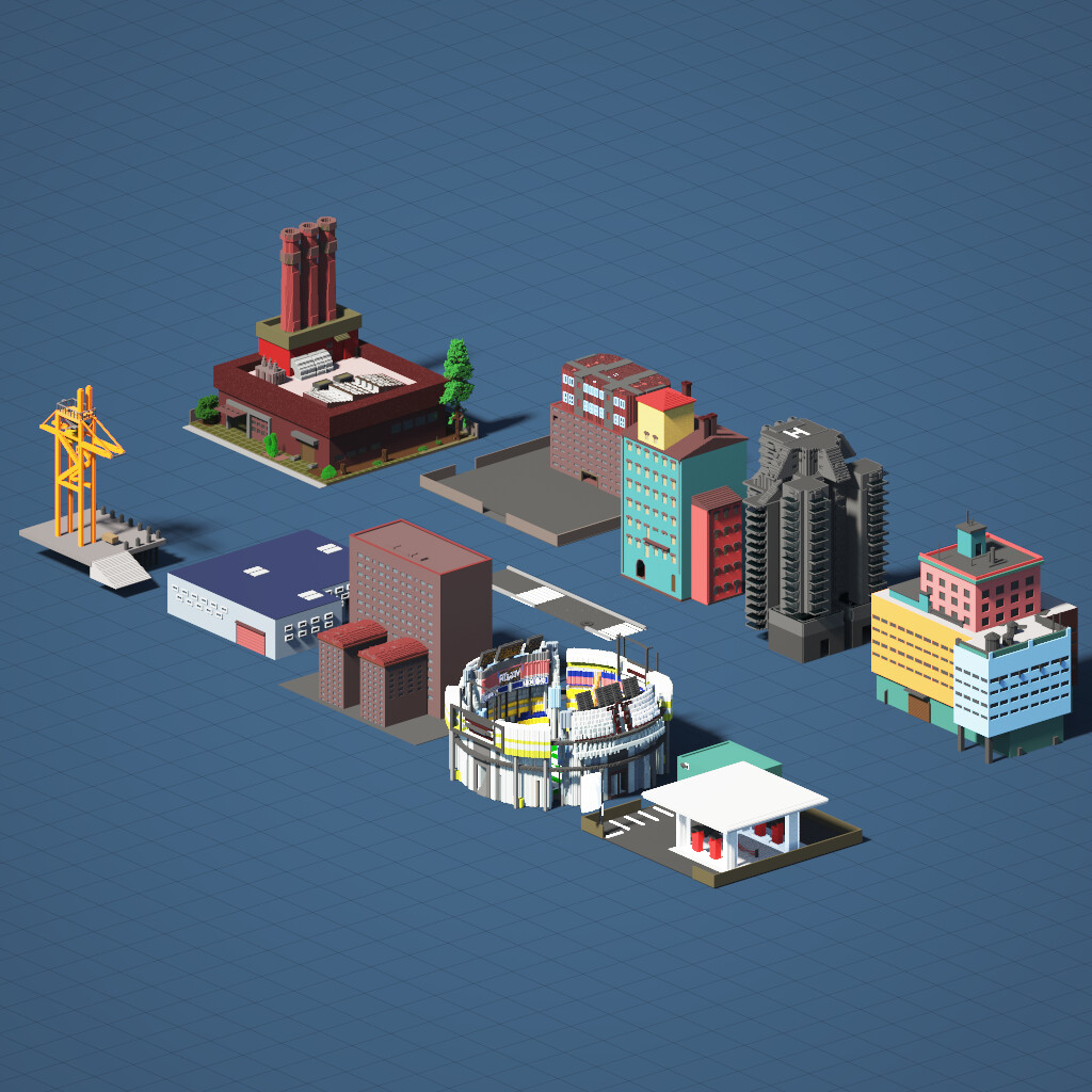 ArtStation - BUILDING KITBASH 3D Models + Free Props | Resources