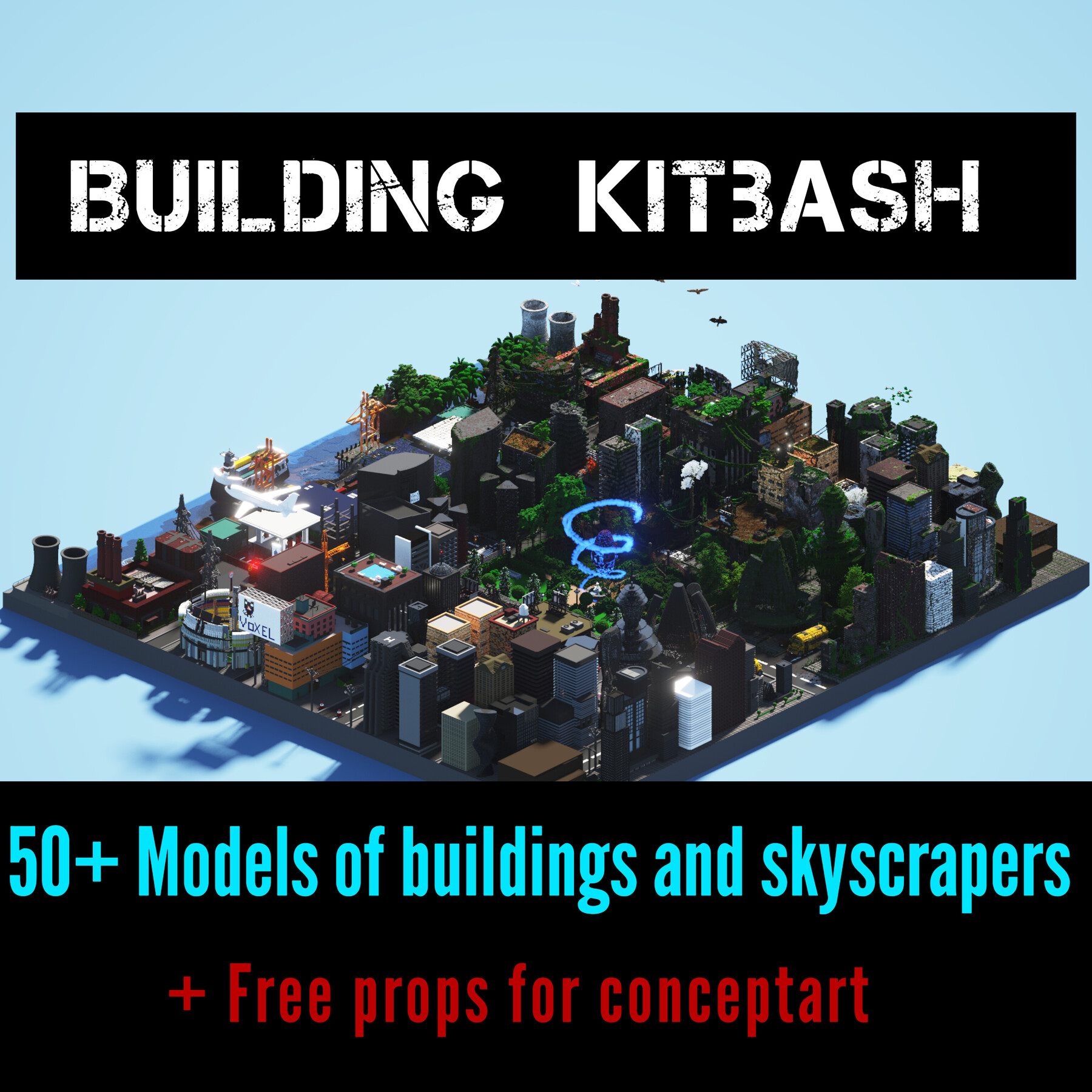 ArtStation - BUILDING KITBASH 3D Models + Free Props | Resources