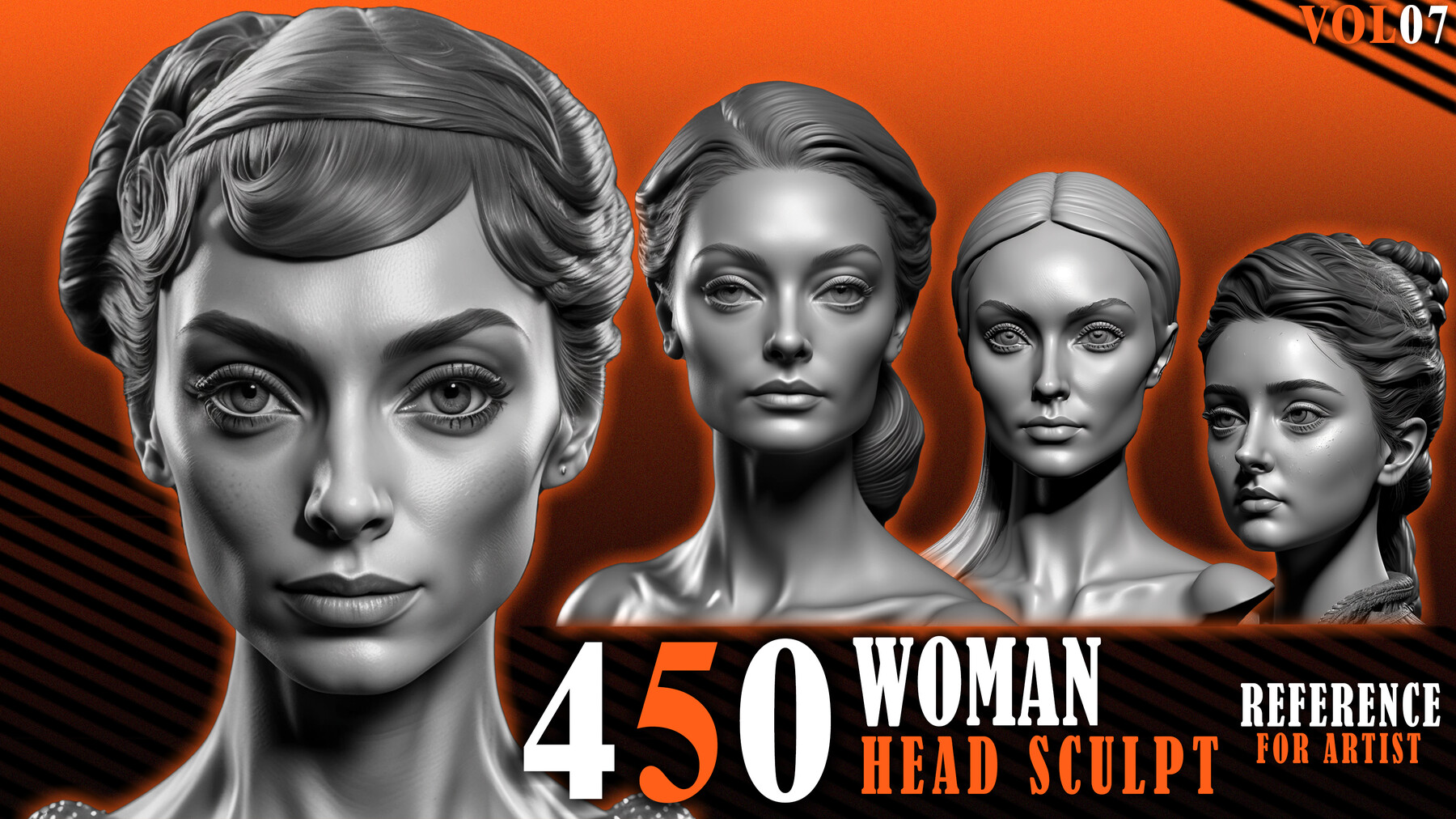 ArtStation - 450 Women Head Sculpt,Reference for Artist- VOL07 | Artworks