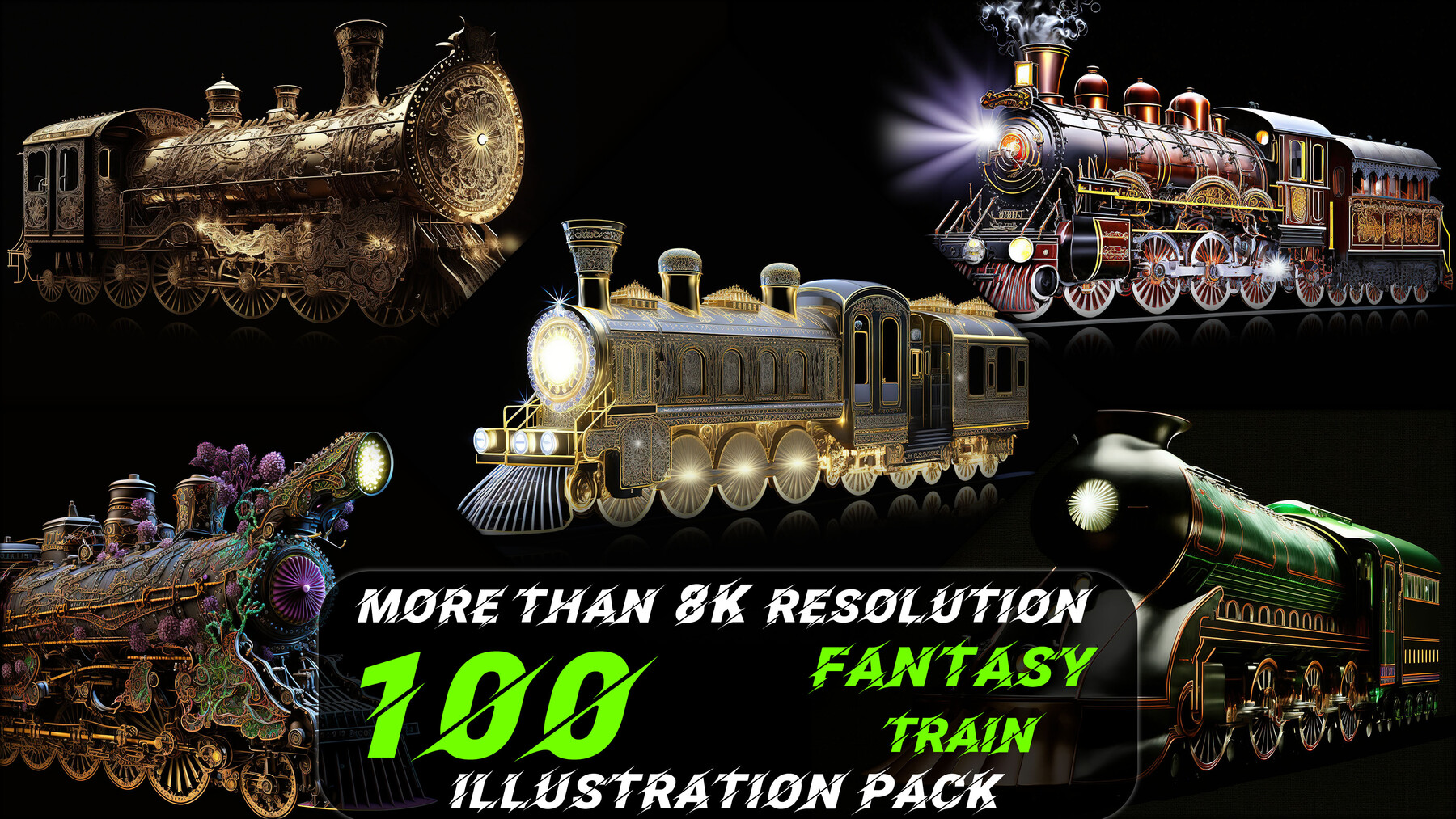 ArtStation - 100 Fantasy Train Illustration Pack (More Than 8K ...