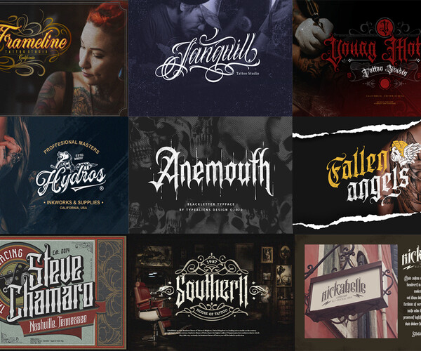 ArtStation - 10 Premium Tattoo Fonts Bundle 1 | T-Shirt Print | Logo ...
