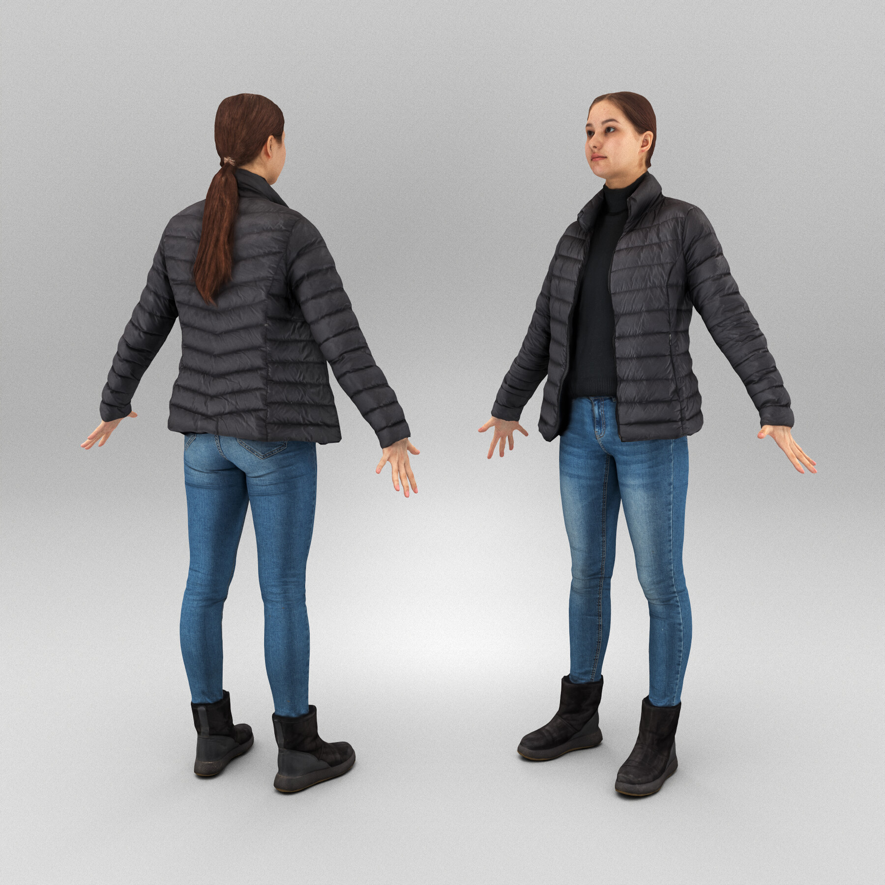 ArtStation - Young woman in puffer jacket ready for animation 391 ...