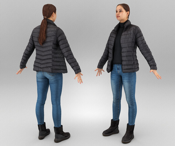 ArtStation - Young woman in puffer jacket ready for animation 391 ...