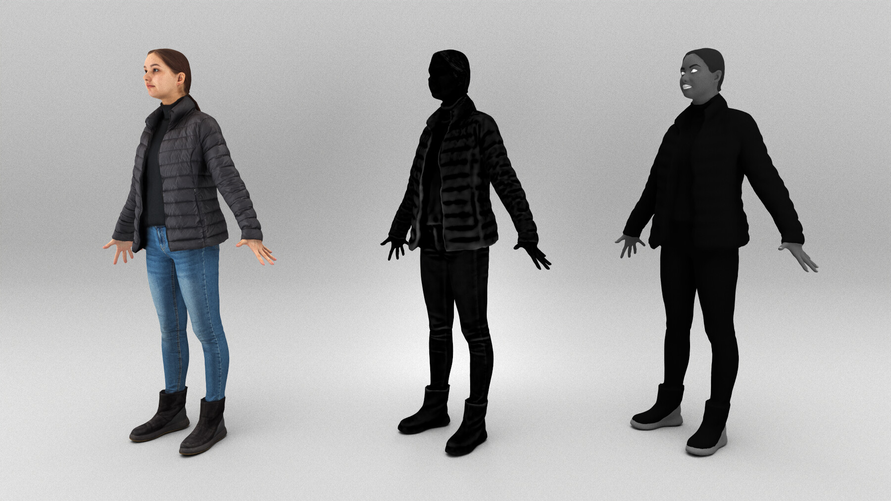 ArtStation - Young woman in puffer jacket ready for animation 391 ...