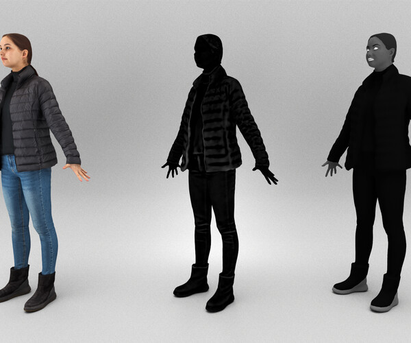 ArtStation - Young woman in puffer jacket ready for animation 391 ...