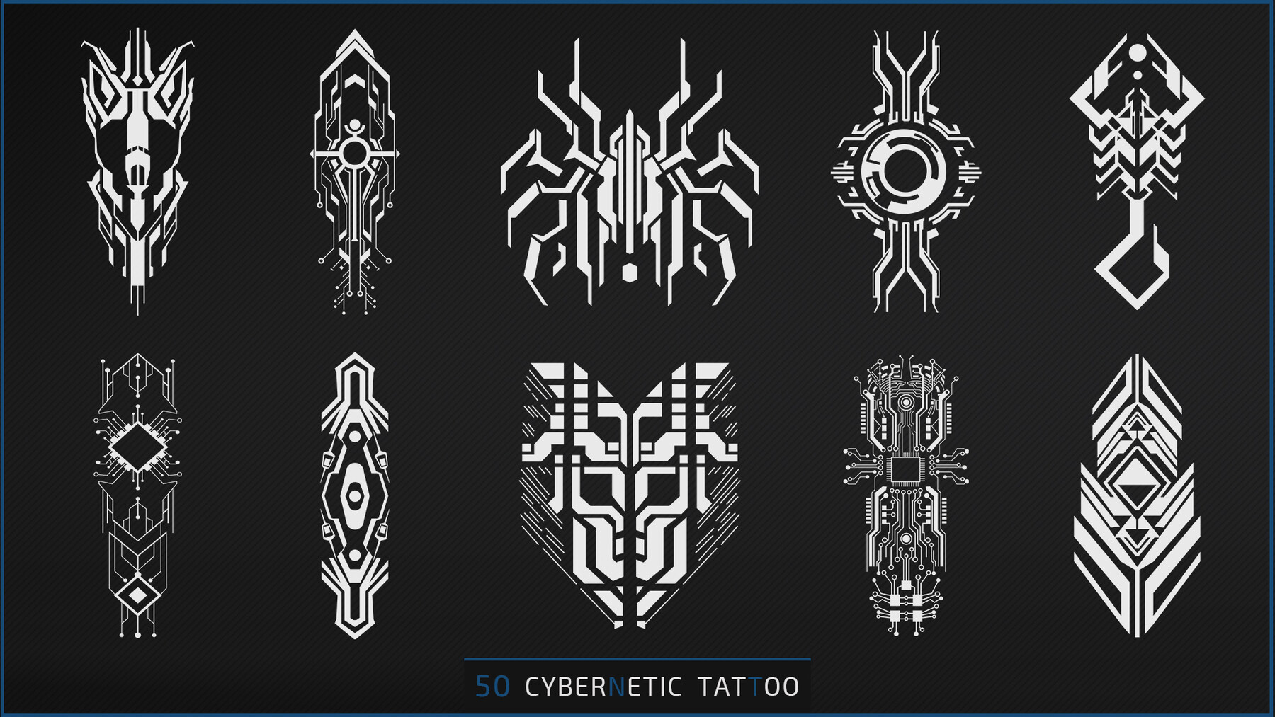 ArtStation - 50 CYBERNETIC TATOO_VOL.02 | Brushes
