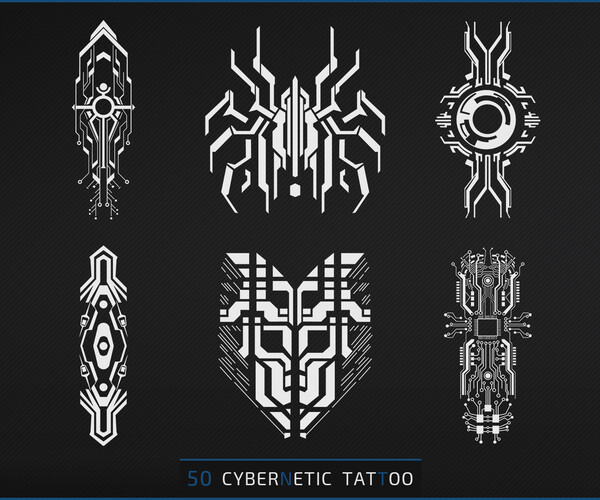 ArtStation - 50 CYBERNETIC TATOO_VOL.02 | Brushes