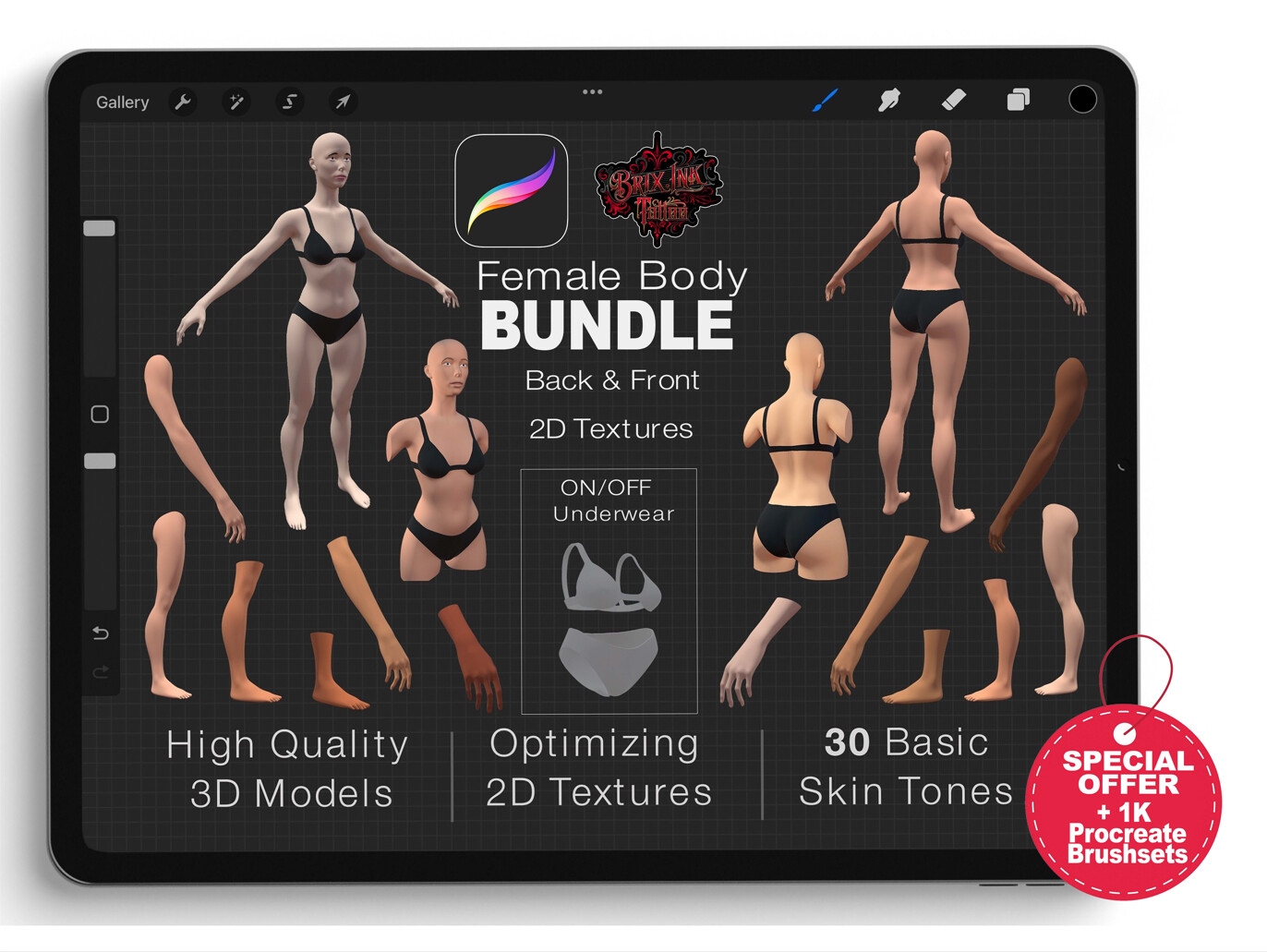 ArtStation - Procreate 3d Model Pack - Full Body Female |+1K Premium Procreate Brushsets ...