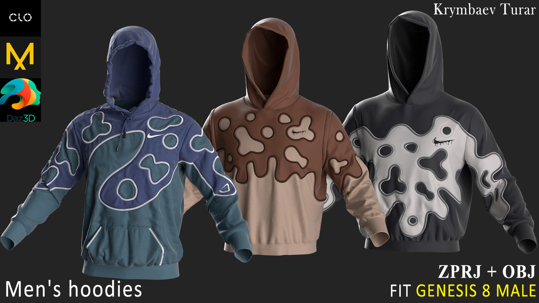 ArtStation - 3 Hoodies. Clo3d, MD projects + OBJ. Sport collection ...