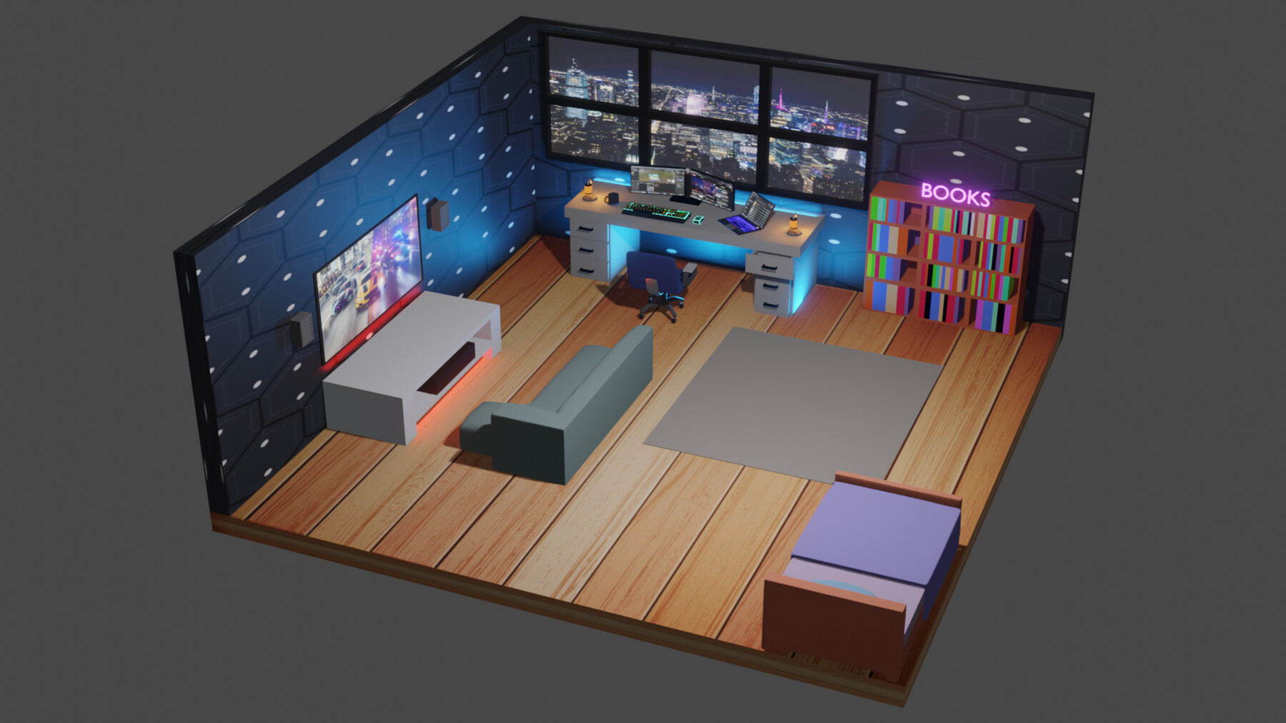 Delta Studios - Amazing 3D isometric NYC apartment in blender