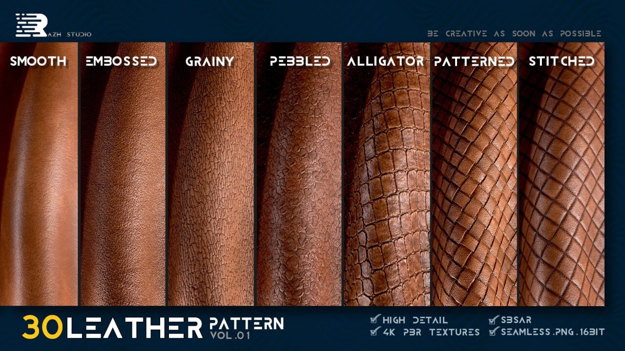 ArtStation - 30 Leather Pattern - Vol 01 | Game Assets