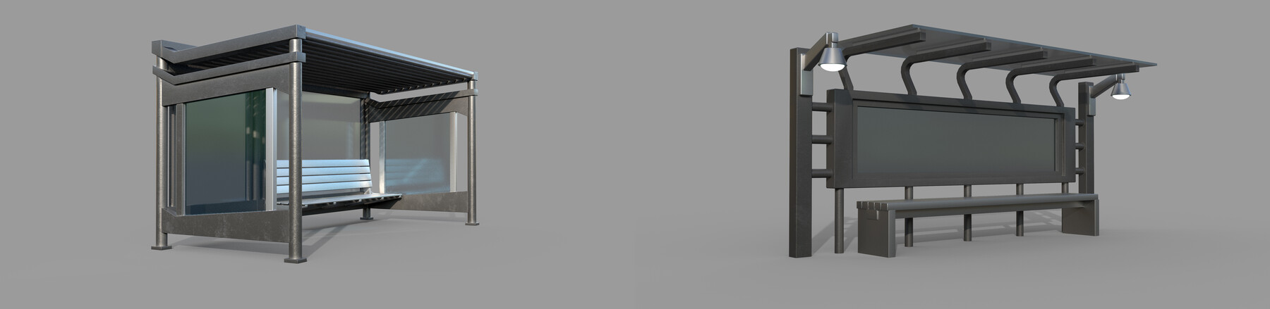 ArtStation - 25 Bus Stop Base Mesh Pack with UVs and Textures | Game Assets