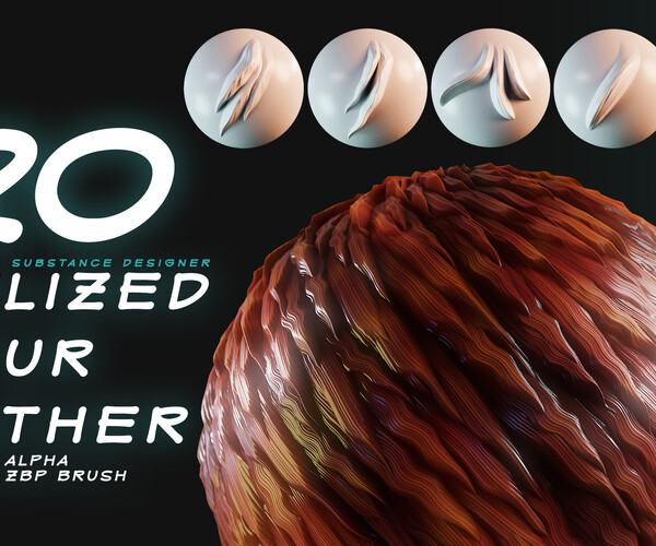 ArtStation - 20 Stylized Fur & Feather Alphas & Brushes | Brushes