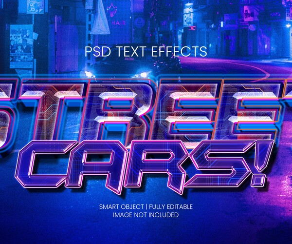 ArtStation - Street Cars PSD fully editable text effect. Layer style ...