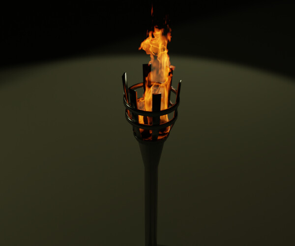 ArtStation - Torch with a metal handle | Game Assets