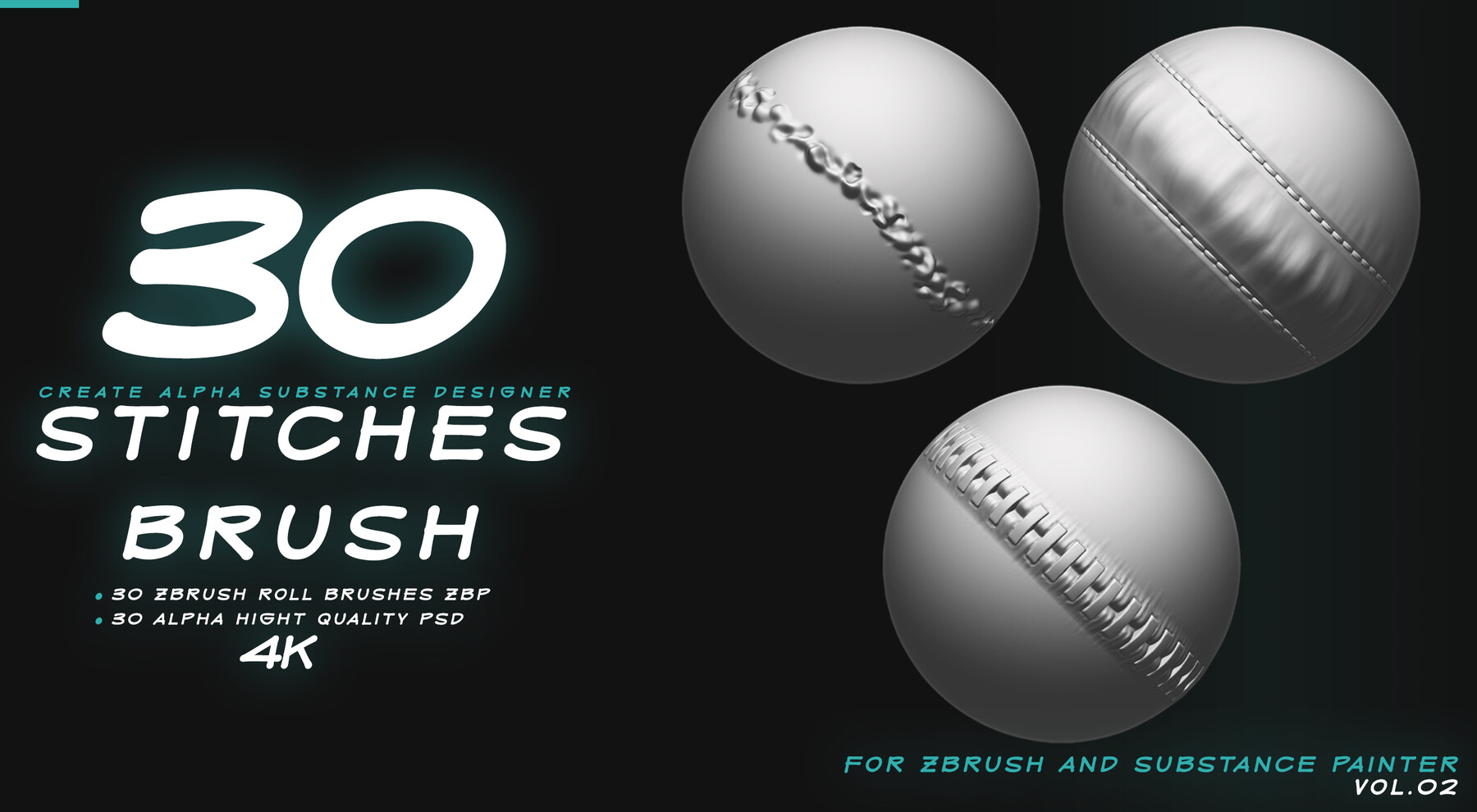 ArtStation - 30 Seam & Zbrush Stitch Brushes & Alpha (Tileable) Vol.01 ...