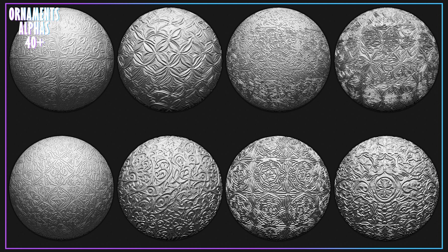 ArtStation - Ornaments Tileable Alphas (Displacement Maps) for ZBrush ...