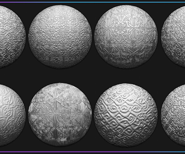 ArtStation - Ornaments Tileable Alphas (Displacement Maps) for ZBrush ...