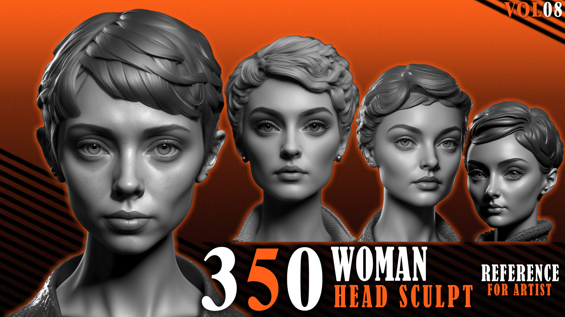 ArtStation - 350 Women Head Sculpt,Reference for Artist- VOL08 | Artworks