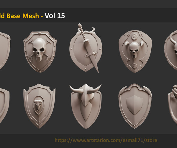 ArtStation - 30 Shield Base Mesh - Vol 15 | Resources