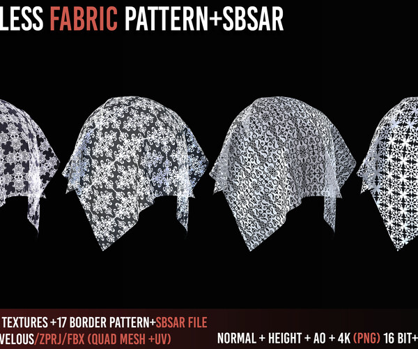 ArtStation - 45 Tileable Lace Fabric Pattern+(Sbsar)_Vol02 | Resources