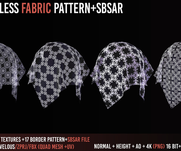 ArtStation - 45 Tileable Lace Fabric Pattern+(Sbsar)_Vol02 | Resources