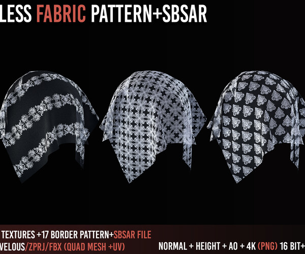 ArtStation - 45 Tileable Lace Fabric Pattern+(Sbsar)_Vol02 | Resources
