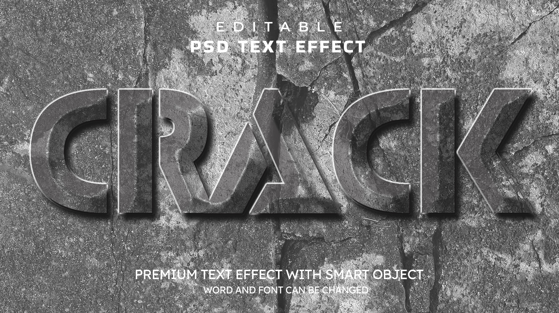 ArtStation - 3D Crack. PSD fully editable text effect. Layer style PSD ...