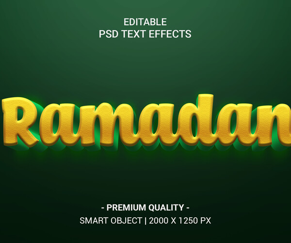 ArtStation - 3D Ramadan PSD fully editable text effect. Layer style PSD ...