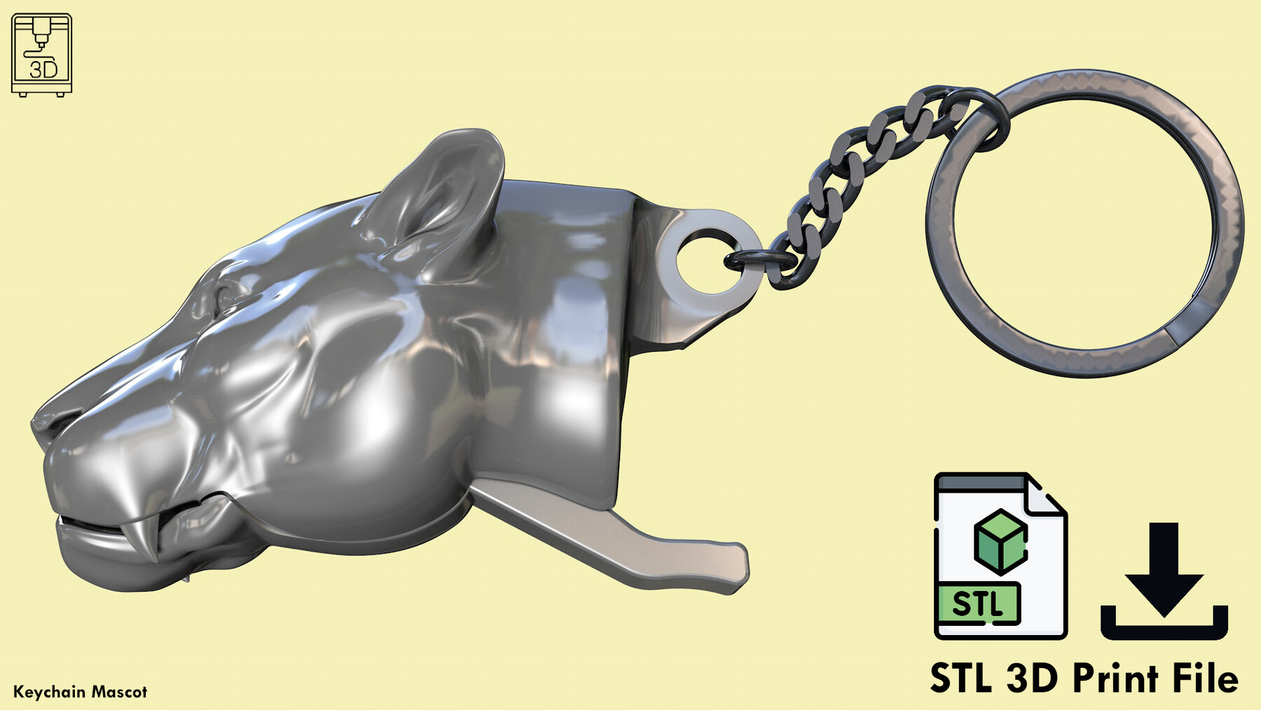 ArtStation - Lion Head Mascot, Keychain, Keyring With Moveable Jaw STL ...