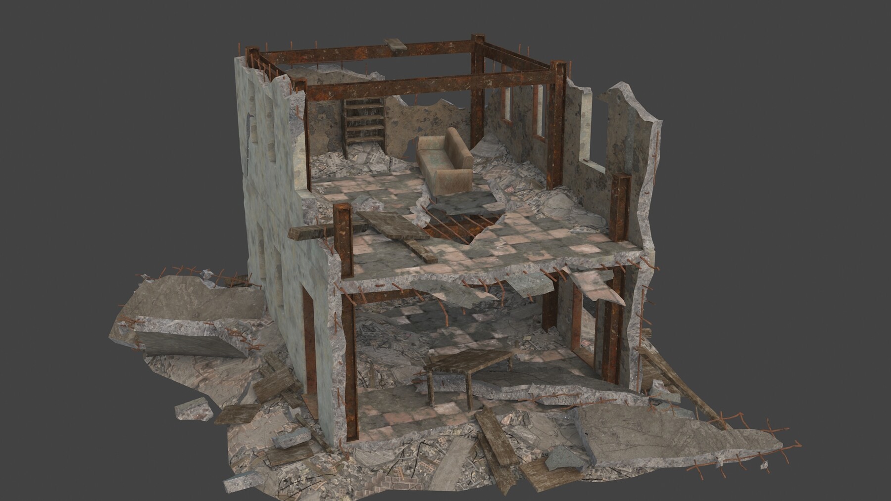 ArtStation - destroyed building | Game Assets