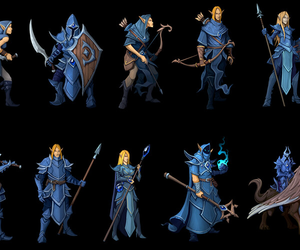 ArtStation - Elves Army Characters 02 | Game Assets