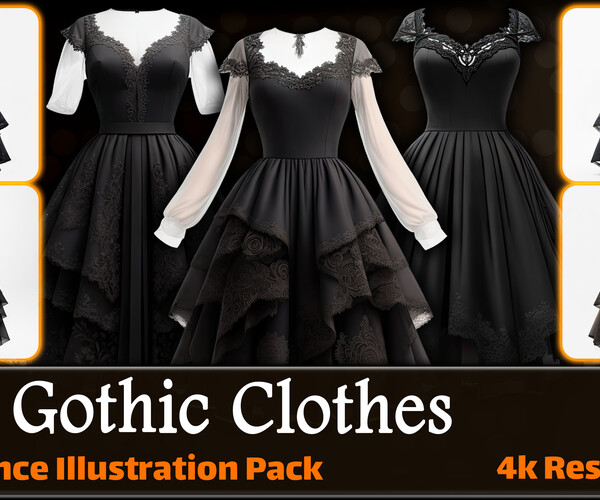 ArtStation - 200 Gothic Clothes Reference Pack | 4K | v.6 | Artworks