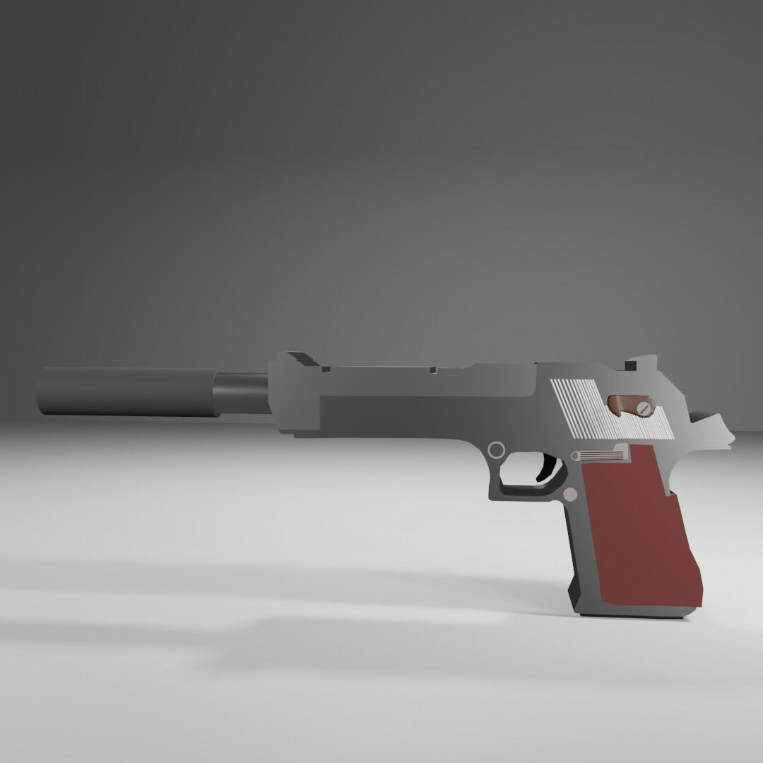 ArtStation - 3D handgun with silencer in Blender | Game Assets