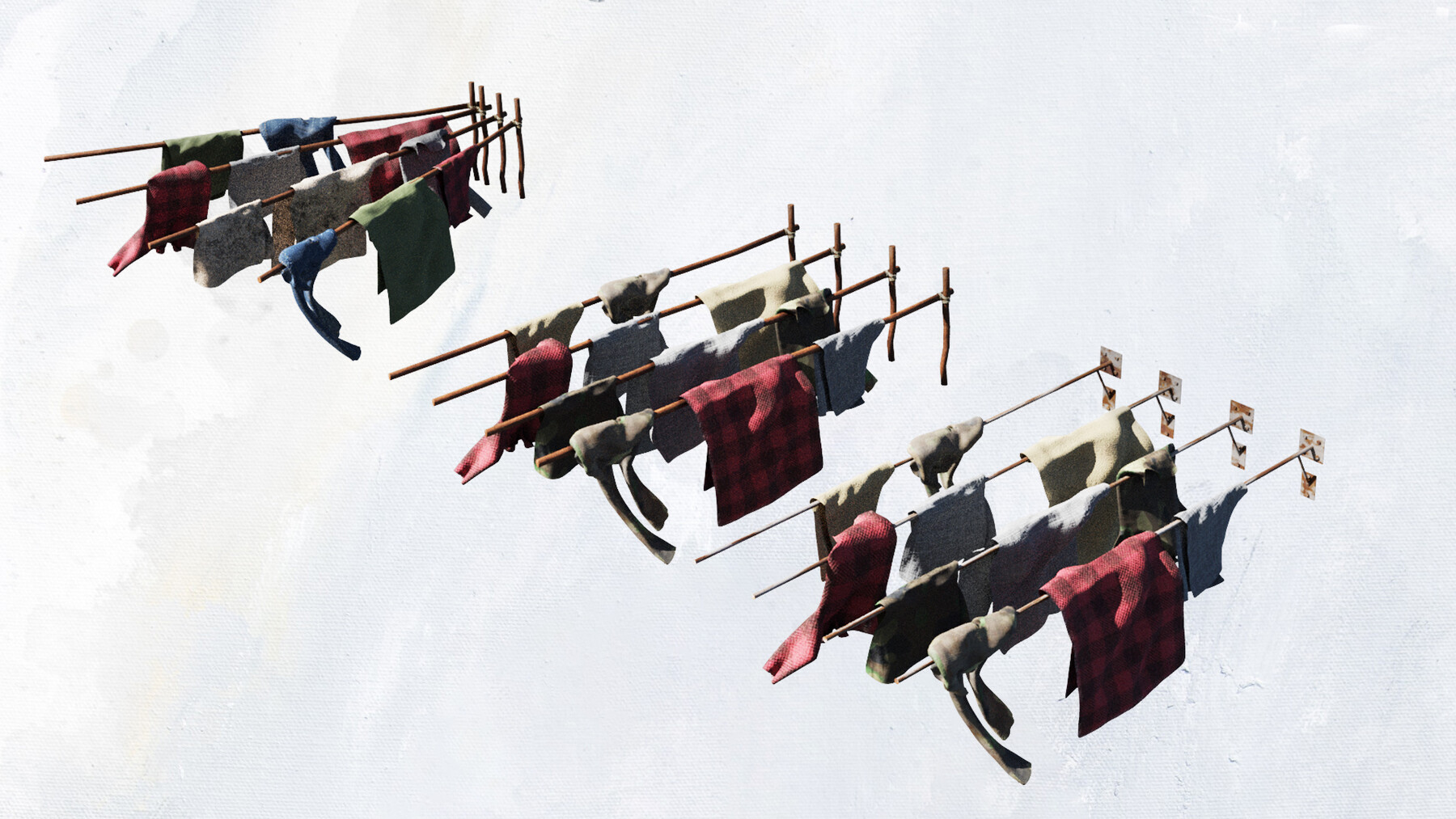 ArtStation - Washing Clothes Laundry Pants Shirts On Washinng Line Or ...