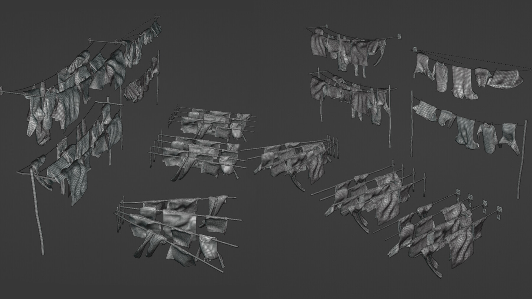 ArtStation - Washing Clothes Laundry Pants Shirts On Washinng Line Or ...