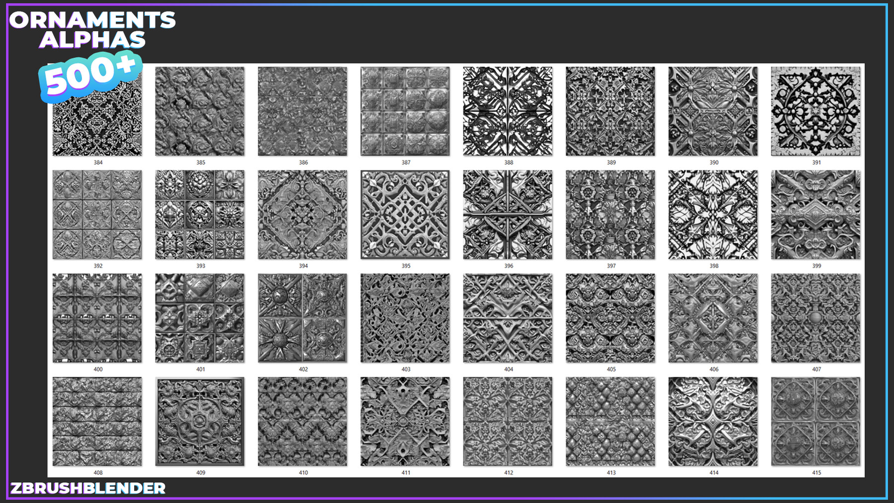 ArtStation - 500+ Ornaments Tileable Alphas (Displacement Maps) for ...