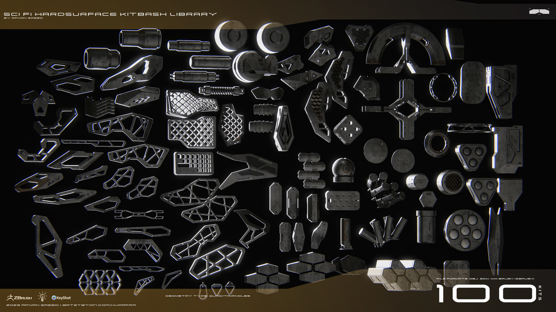 ArtStation - SCI-FI Hard Surface Kitbash Library for Mech Design - 100 Assets | Resources