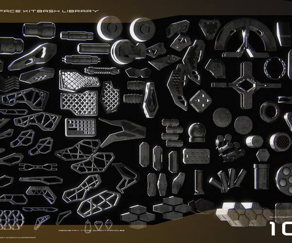 ArtStation - SCI-FI Hard Surface Kitbash Library for Mech Design - 100 ...