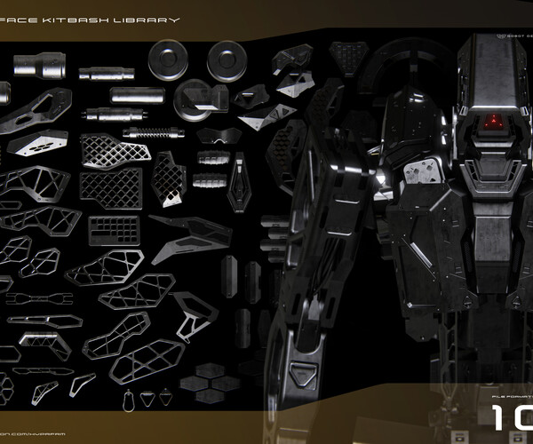 ArtStation - SCI-FI Hard Surface Kitbash Library for Mech Design - 100 Assets | Resources