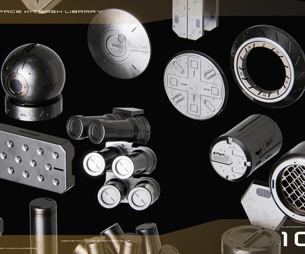 ArtStation - SCI-FI Hard Surface Kitbash Library for Mech Design - 100 Assets | Resources