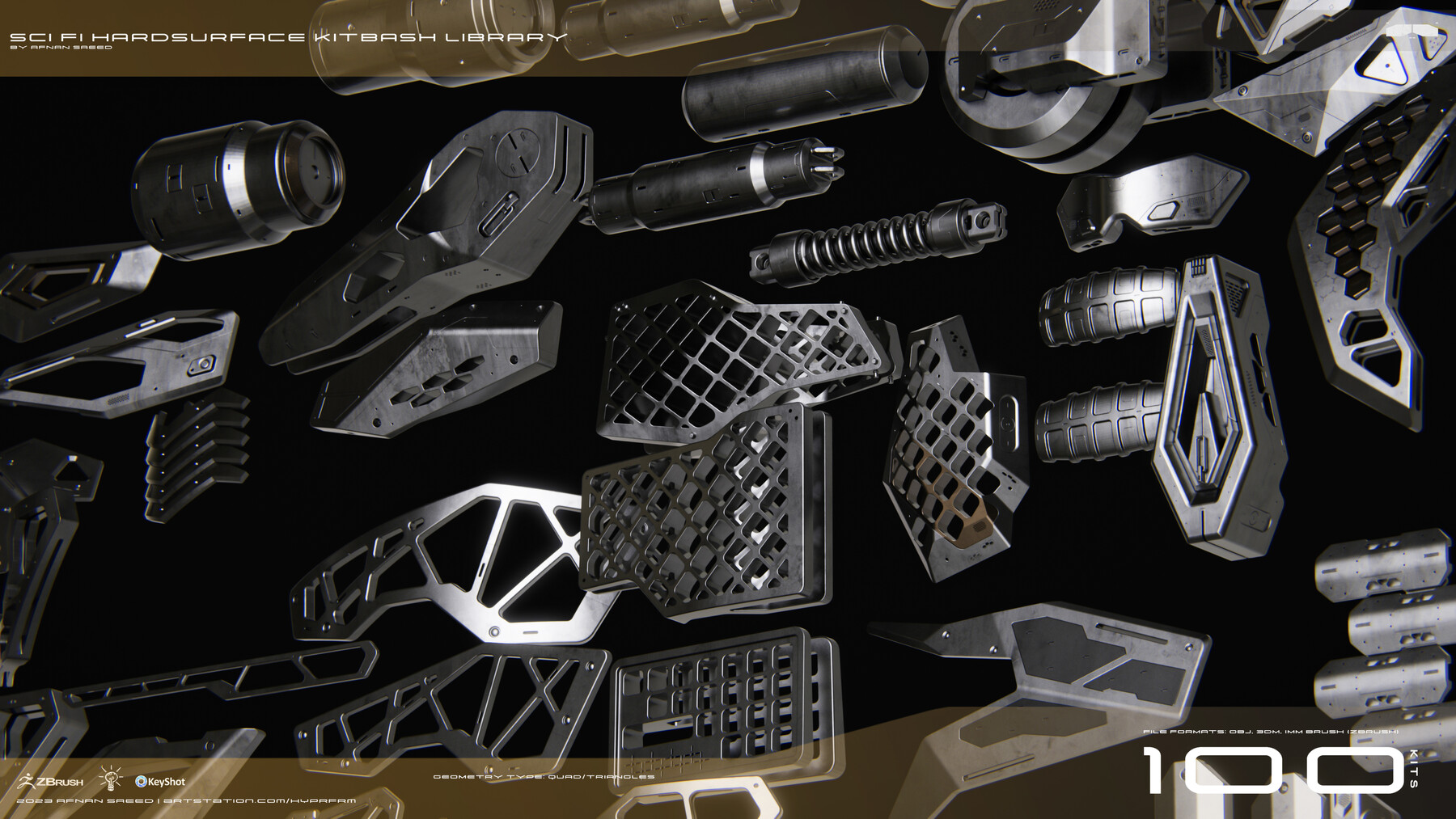 ArtStation - SCI-FI Hard Surface Kitbash Library for Mech Design - 100 Assets | Resources