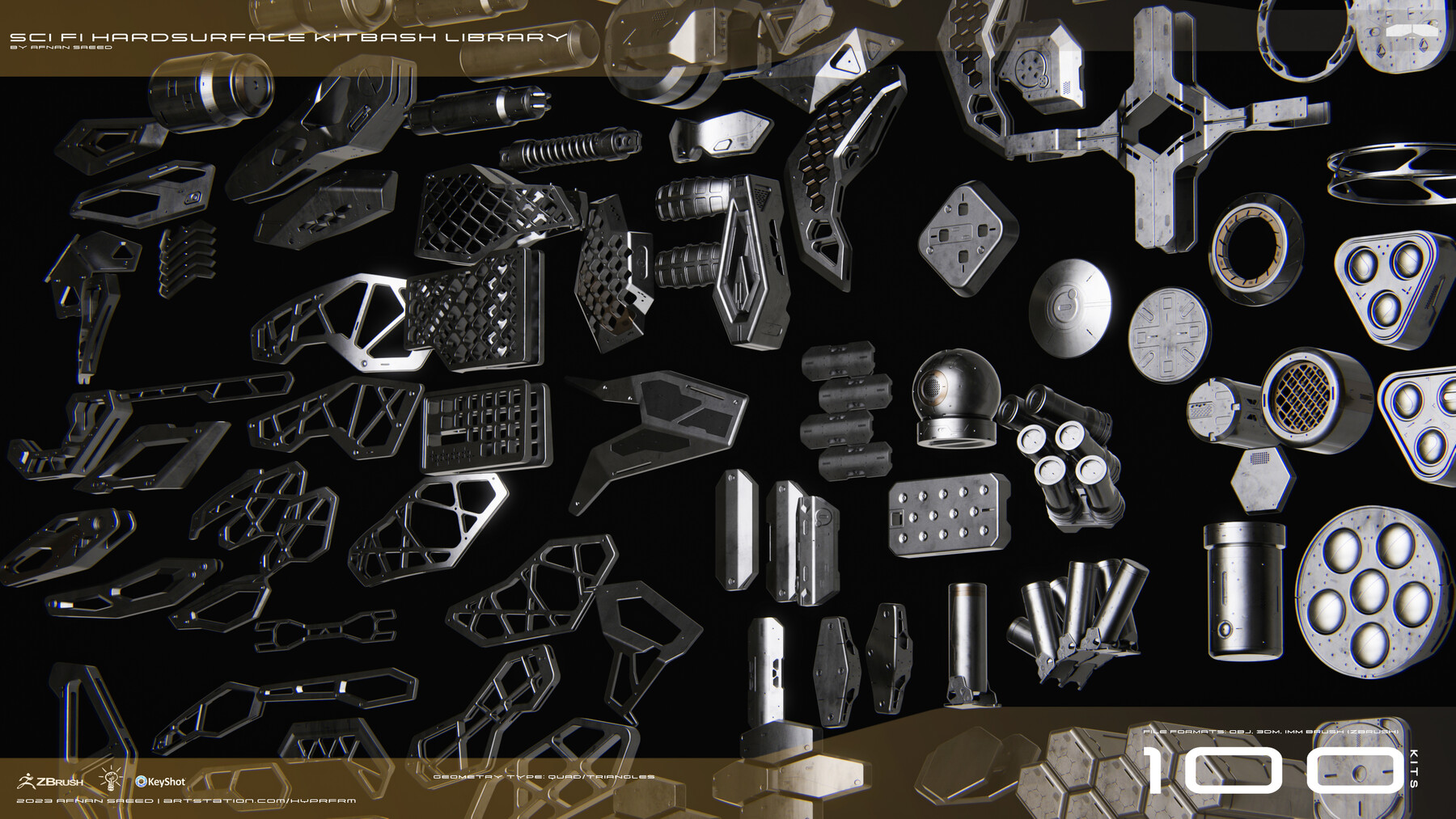 ArtStation - SCI-FI Hard Surface Kitbash Library for Mech Design - 100 ...